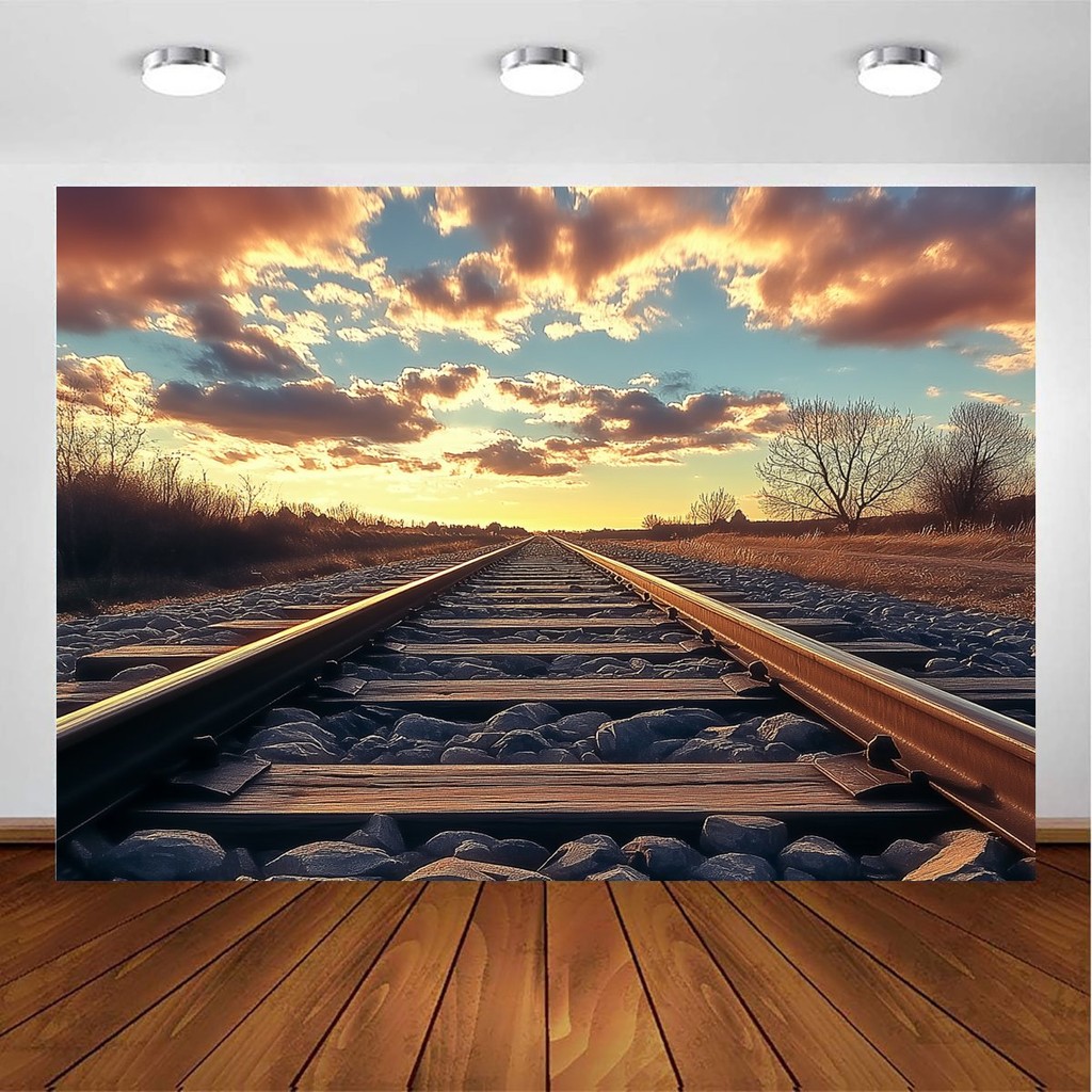 1Pc Old Train Track Backdrop Vintage Railway Station Photography ...