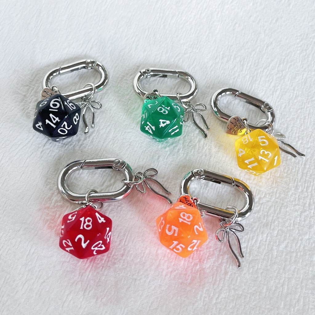 Colored Resin Polygon Dice Key Ring Pendant Backpack Pendant ...