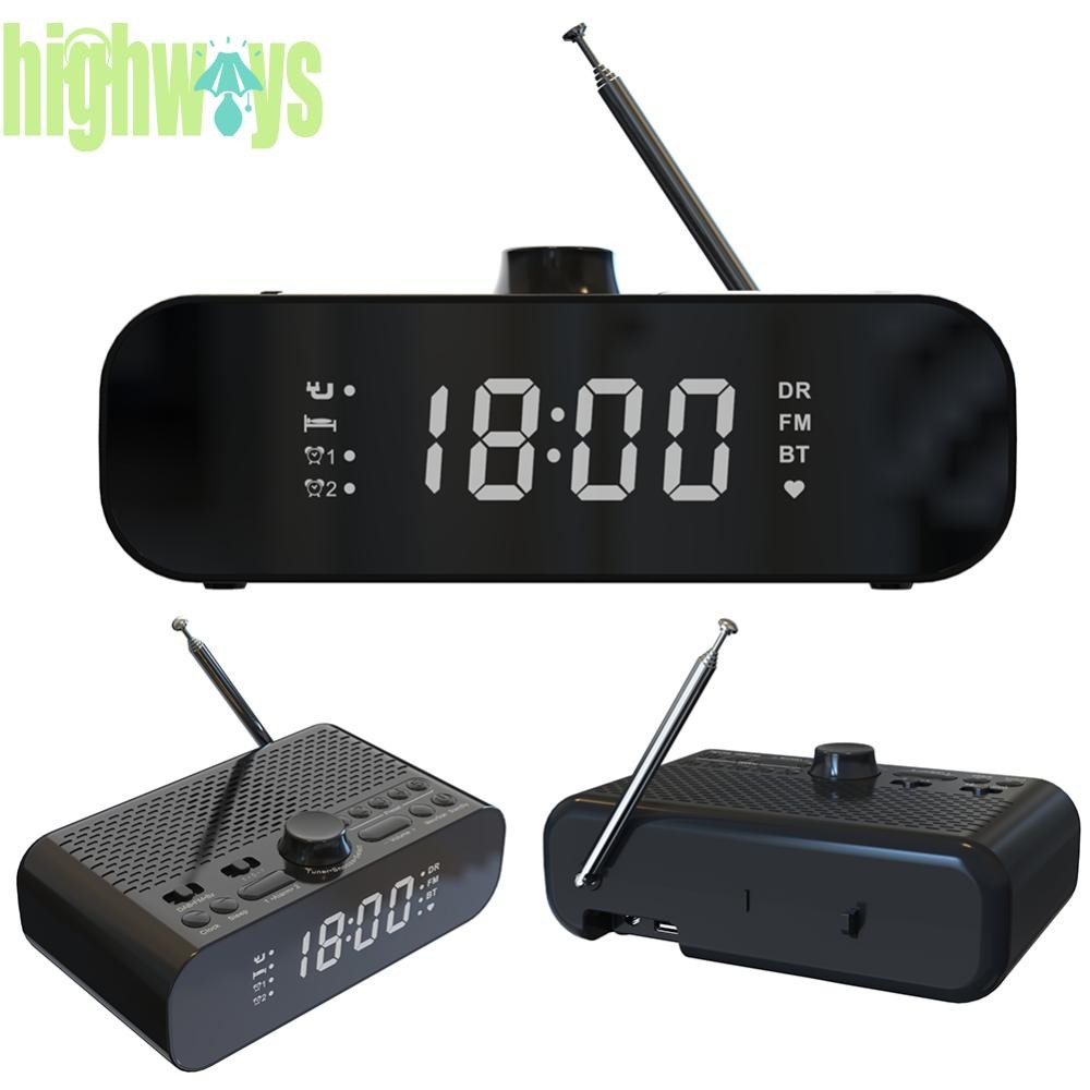 Clock Radios BT Battery Operated Radio Rechargeable Digital Alarm Clock ...