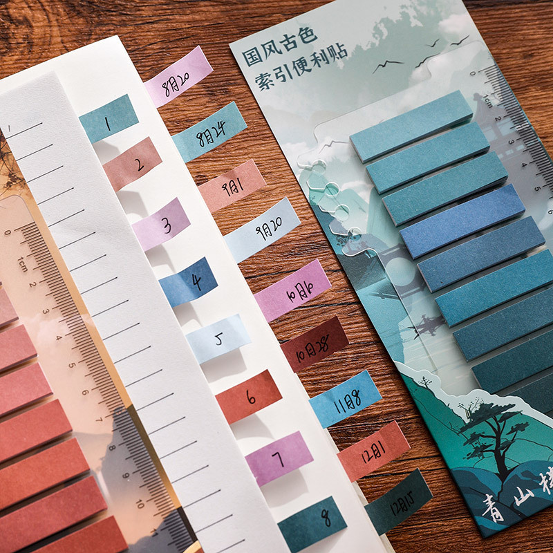 200 pcs Index Tabs with Ruler 200 Pieces Sticky Tab Note Page Marker ...