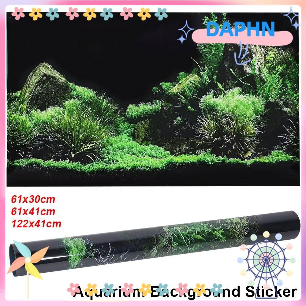 DAPHS 1Pcs Aquarium Background Sticker, Fish Seafloor Water Grass Fish ...