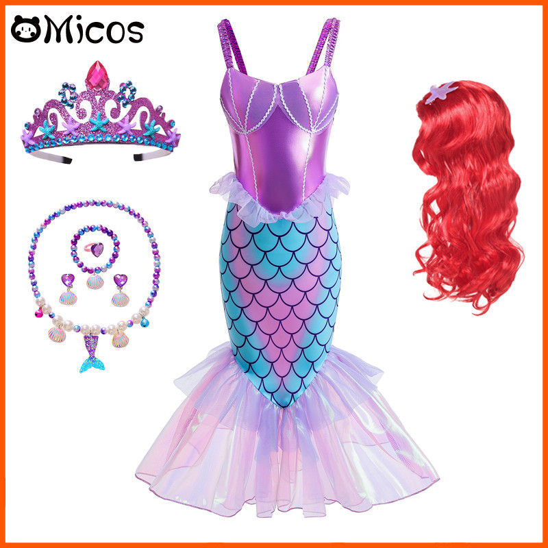 Disney Little Mermaid Ariel Princess Costume Kids Purple Dress for ...