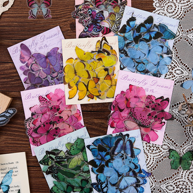 40 Pcs Beautiful Butterfly Dream Series Stickers Decorative DIY ...