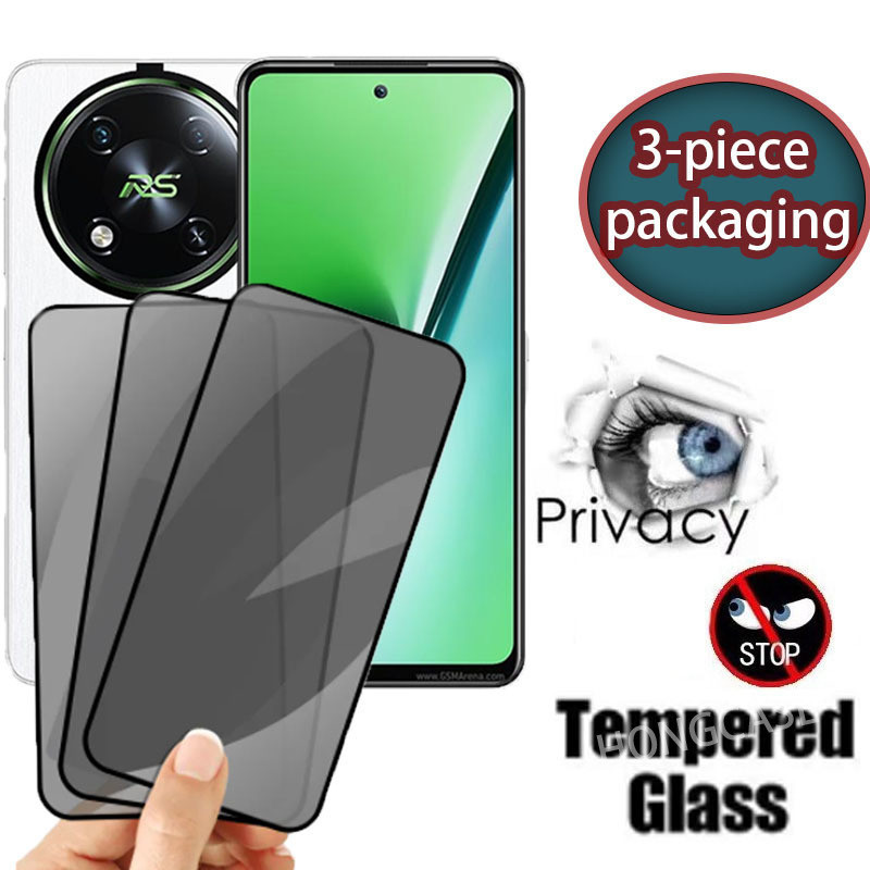 3 pieces packaging Private Tempered Glass For itel RS4 4G itelRS4 RS S4 2024 Anti-Spy Full Cover ...