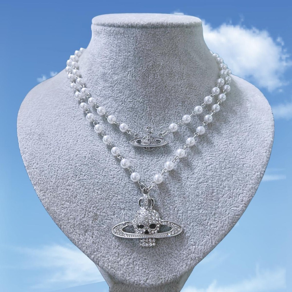 European and American Fashion Retro Skull Saturn Necklace Punk Hip Hop ...