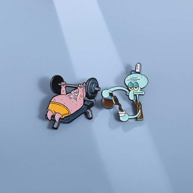 Funny Patrick Star Pins Brooches Cartoon Squidward Tentacles Pin Anime ...