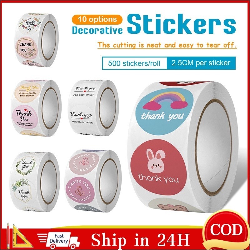 500pcs/roll of self-adhesive label sealing packaging label Thank you ...