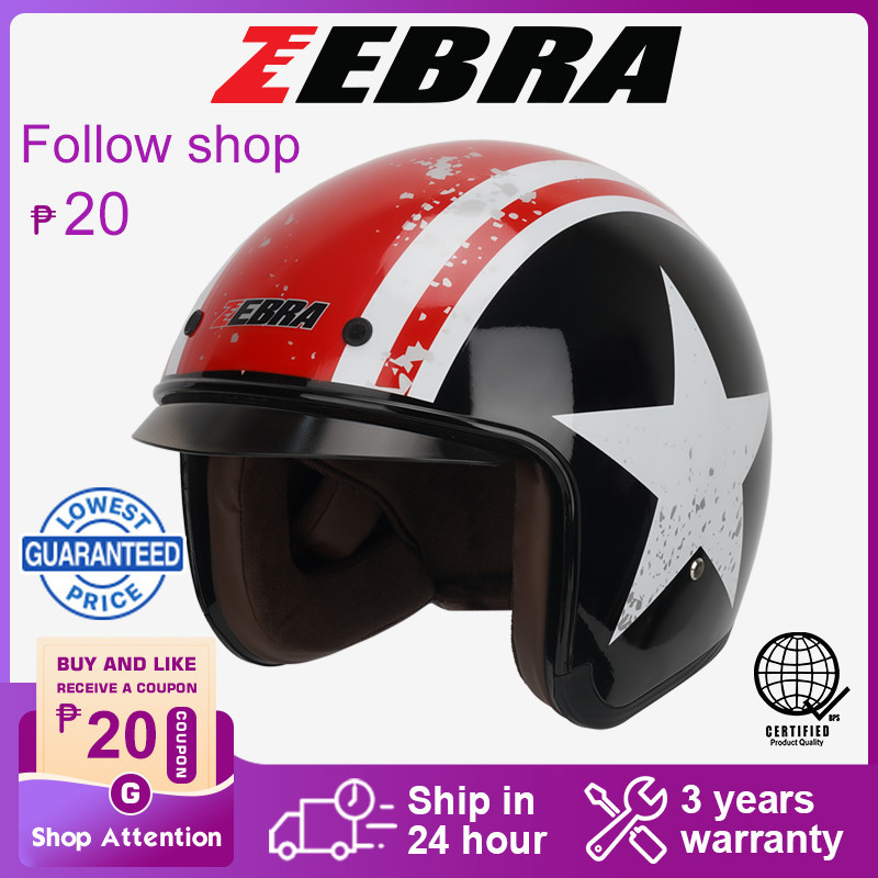Zebra 603 Motorcycle Helmets Half Face Vintage Harley Retro Motor ...