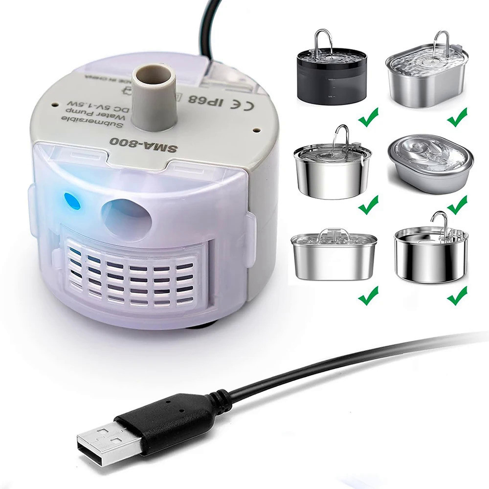 Stainless Steel Cat Fountain Pump Visible water level Cats Water ...