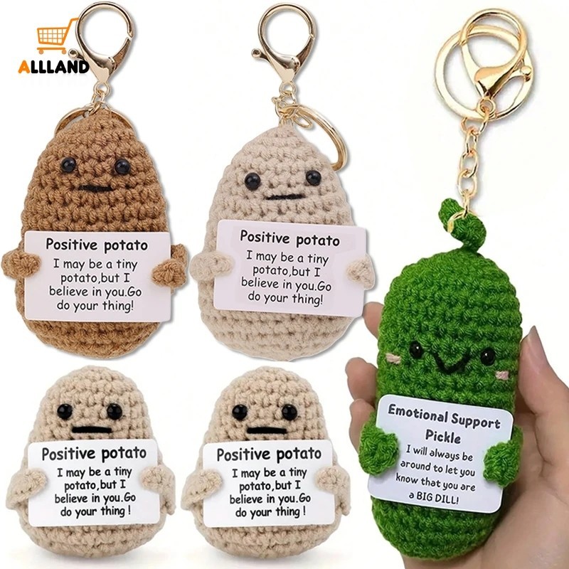1 Pc/set Funny Positive Potato Keychain Handmade Cute Plush Cucumber ...
