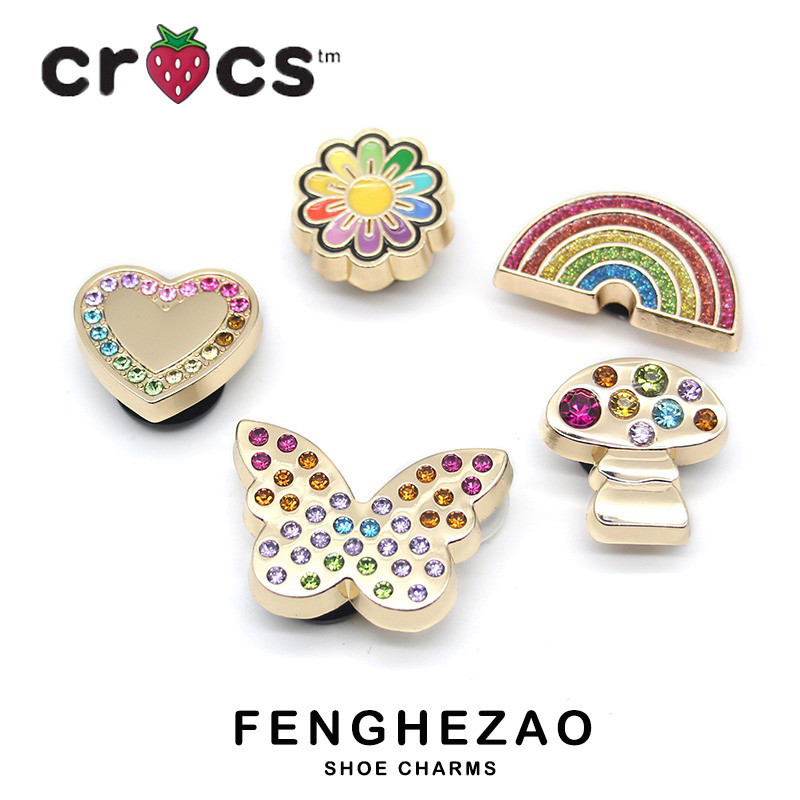 24 New Crocs Chram Hole Shoes Flower Rainbow Crocs Accessories DIY Shoe ...