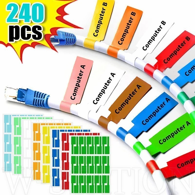 240/10Pcs Cable Labels Tags - Colorful Cord Label Stickers - Waterproof ...