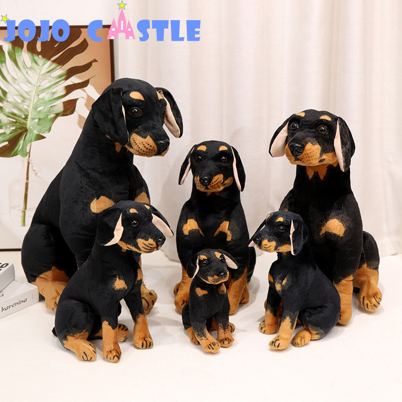 JOJO CASTLE Simulation Doll Rottweiler Dog Plush Toy Cartoon Black Dog ...