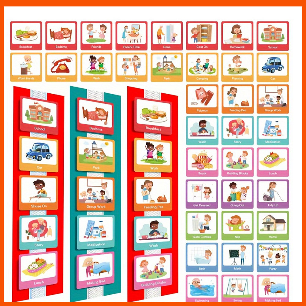 Kids Visual Schedule Cards Daily Behavior Schedule Early Childhood ...