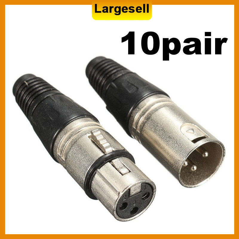 10pair 3 Pin Male & Female XLR Microphone Jack Plug Microphone Audio ...