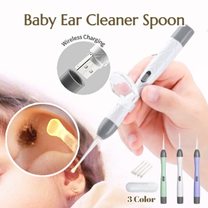 Baby Ear Cleaning with Lighting Magnifying Glass Ear Spoon Earwax ...