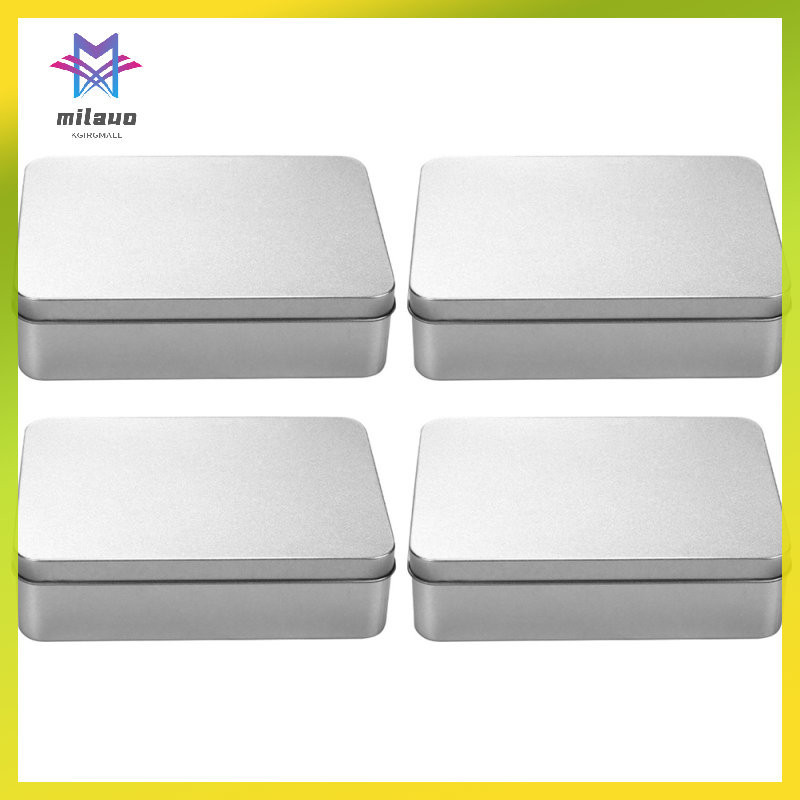 4 Pcs Tinplate Storage Container Holder Containers with Lids Rectangular Box Candy Food Wedding ...