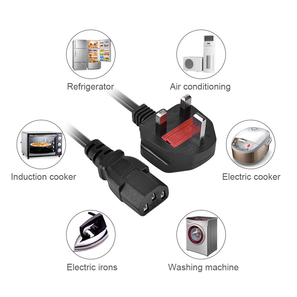 Maib 1.8 Meter 3 Pin UK Male Plug Power Cord Cable For Air Conditioner ...
