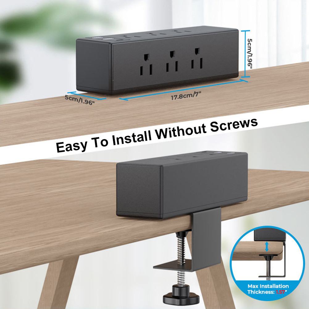 Desk Clamp Power Strip USB C Surge Protector W/ 8/6 AC Outlet and 6.6ft ...