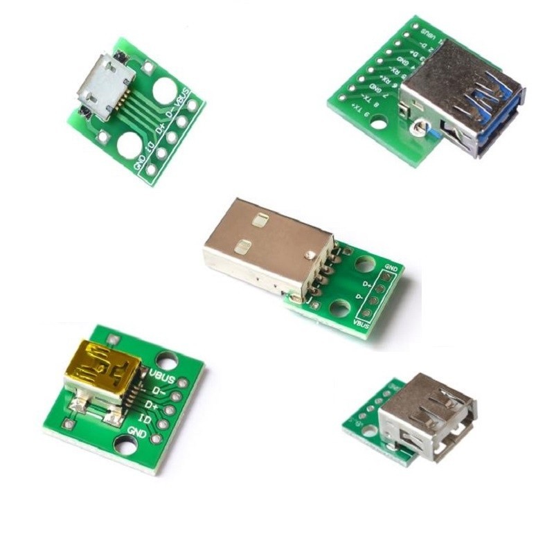 Rq1pcs Male Connectormini Micro Usb To Dip Adapter 254mm 5pin Female Connector B Type Usb20