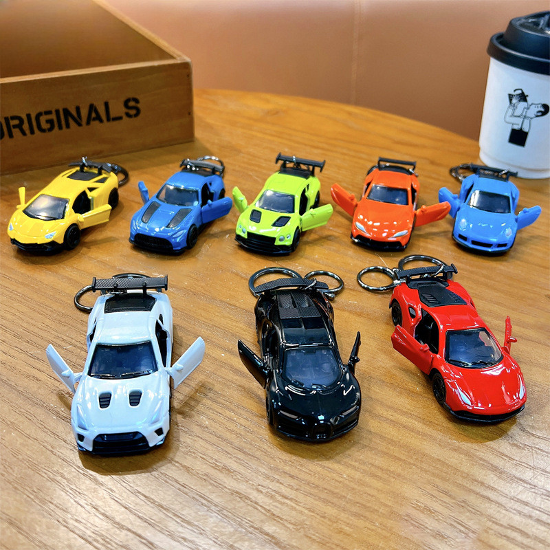 Creative Pull Back Wheel Mini Sports Car Keychain Alloy Car Toy ...