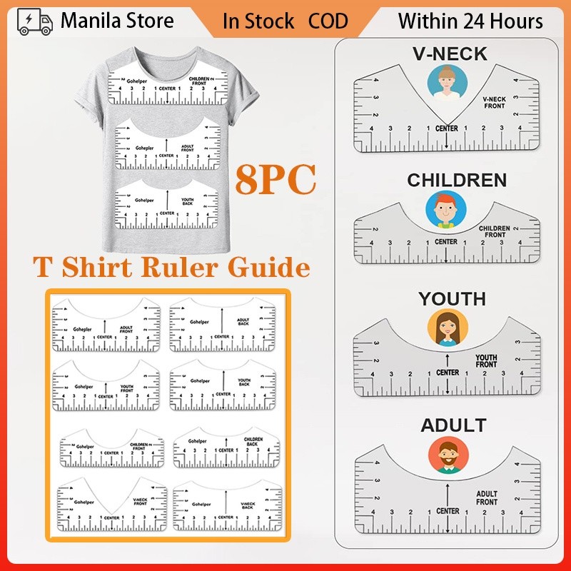 8pcs T Shirt Ruler Guide Center Designs Set for Shirt Front Back DIY ...