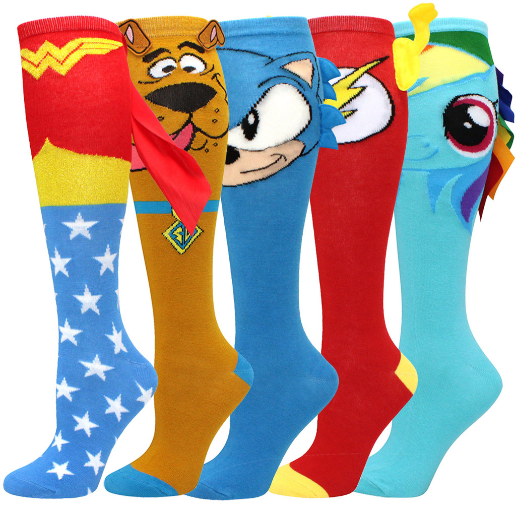 Cute Cartoon Man Anime Cosplay Youth Woman Socks Star Lightning Knit ...