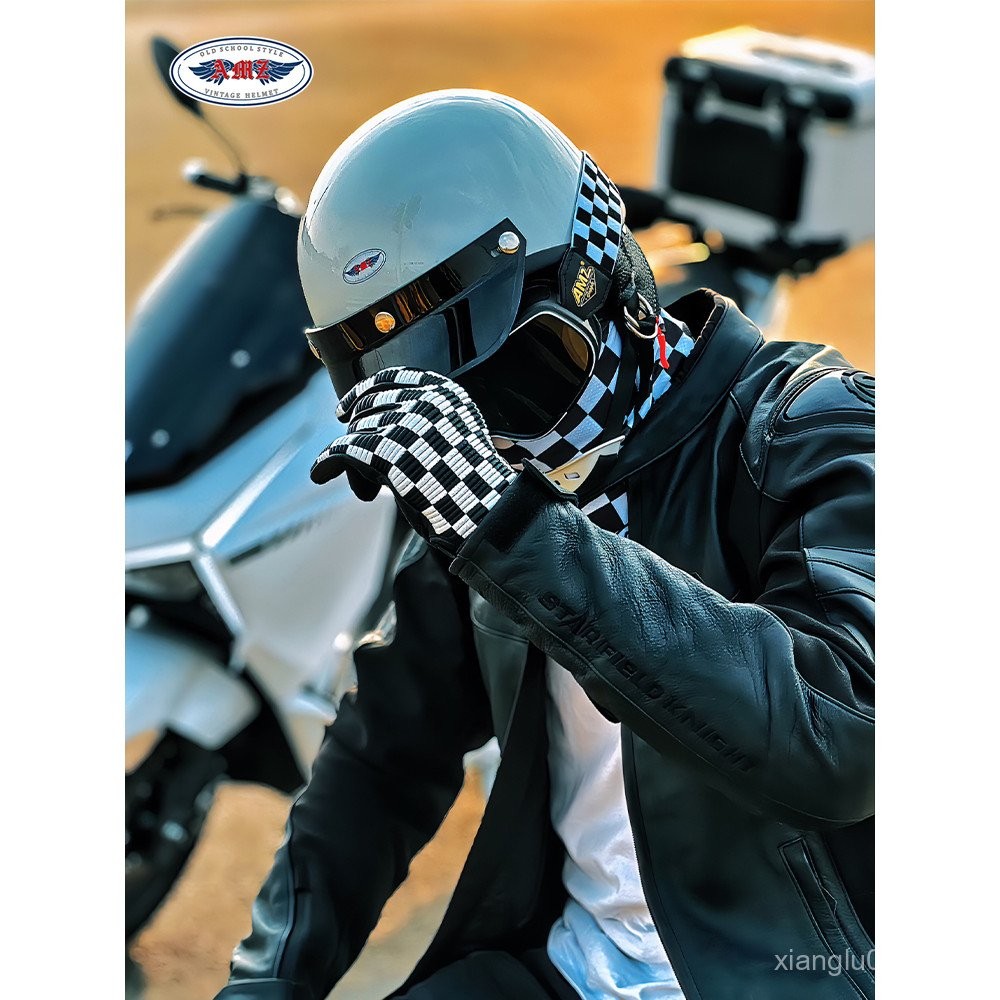AMZ Motorcycle Helmet Men's Japanese-Style Retro Cruise Motorcycle ...