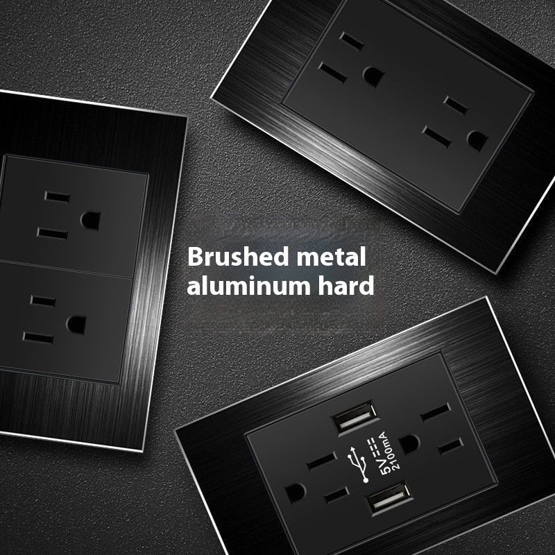 Type 118 Taiwan Switch Socket Black Aluminum Alloy Household 110V ...