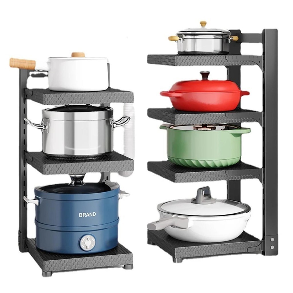 3/4Tier Kitchen Pan Organizer Pot Rack Under Sink Countertop Multilayer ...