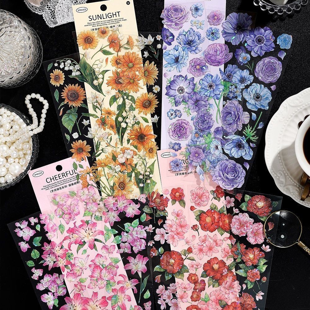 3 Sheets/pack Flora Stickers Waterproof Decorative Decals Scrapbooking ...