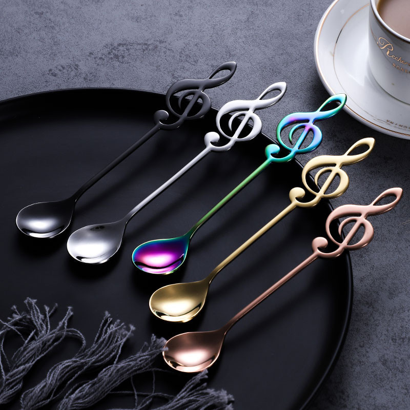 Stainless Steel Music Note Shape Coffee Spoons Tea Stirring Spoon Cake ...