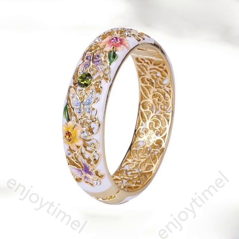 Vintage Ethnic Style Colorful Enamel Butterfly Love Flower Ring Women's ...