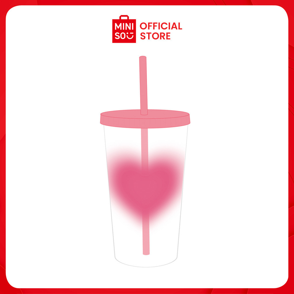 MINISO Pink Romance Series Single Layer Straw Plastic Cup | Shopee ...