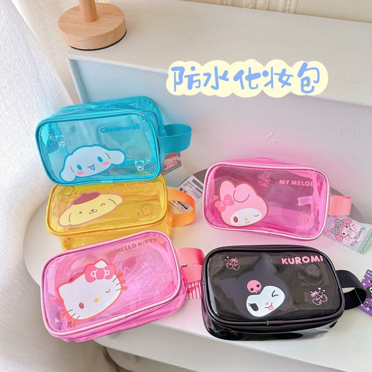 Cosmetic Bag Cartoon Kuromi Transparent PVC Waterproof Jelly Color ...