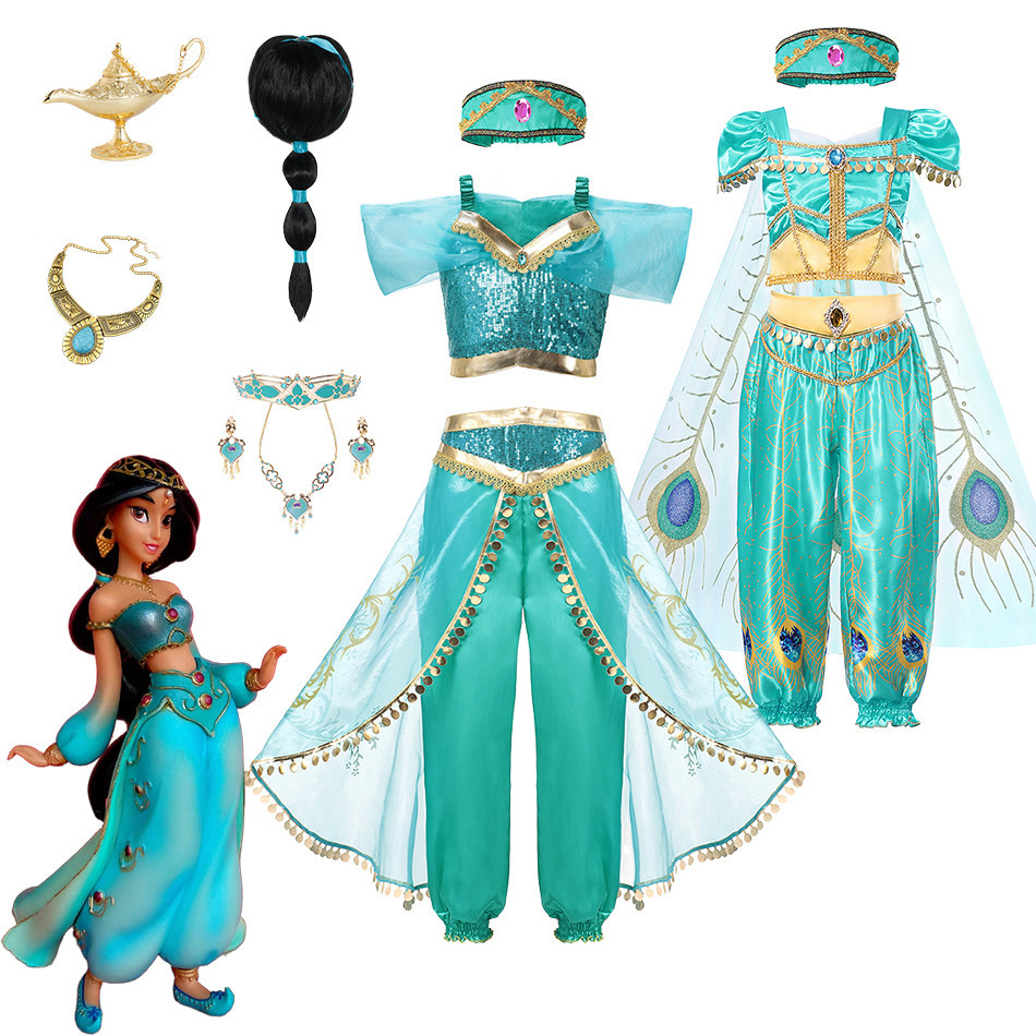 Jasmine Girls Princess Dress Birthday Party Halloween Cosplay Aladdin ...