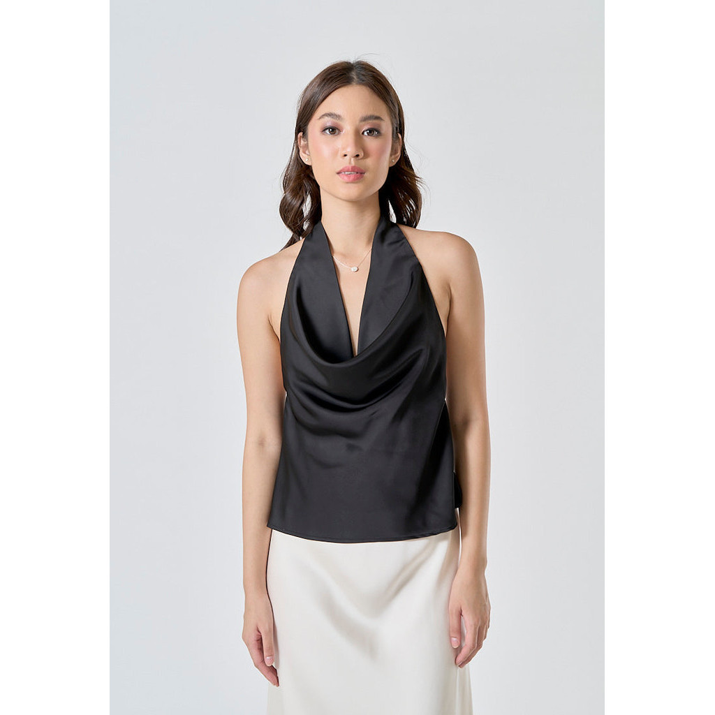 Candace Black Halter Cowl Neck Camisole Top | Shopee Philippines