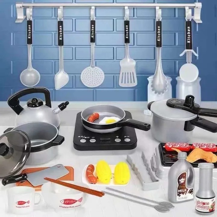 kitchen Play Set Cooking Set with Realistic Induction Cooker Pretend ...
