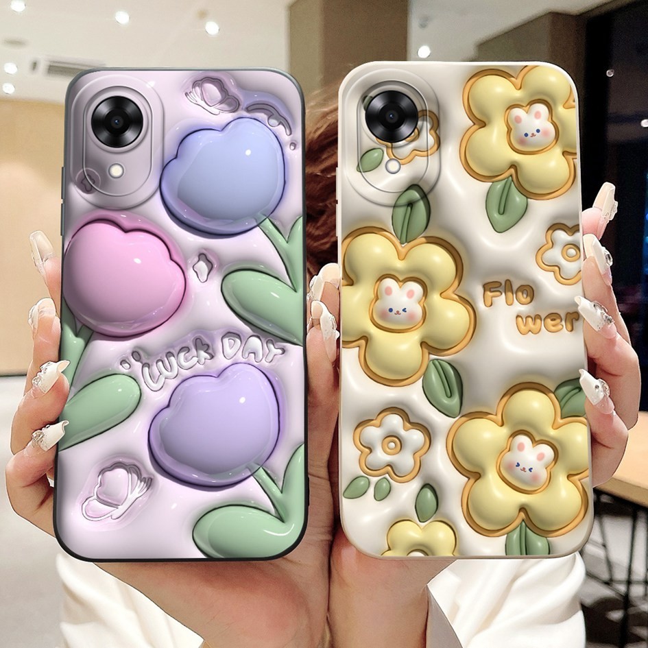 Casing For OPPO A17K TPU Soft Case Fashion Flower Pattern Silicone ...