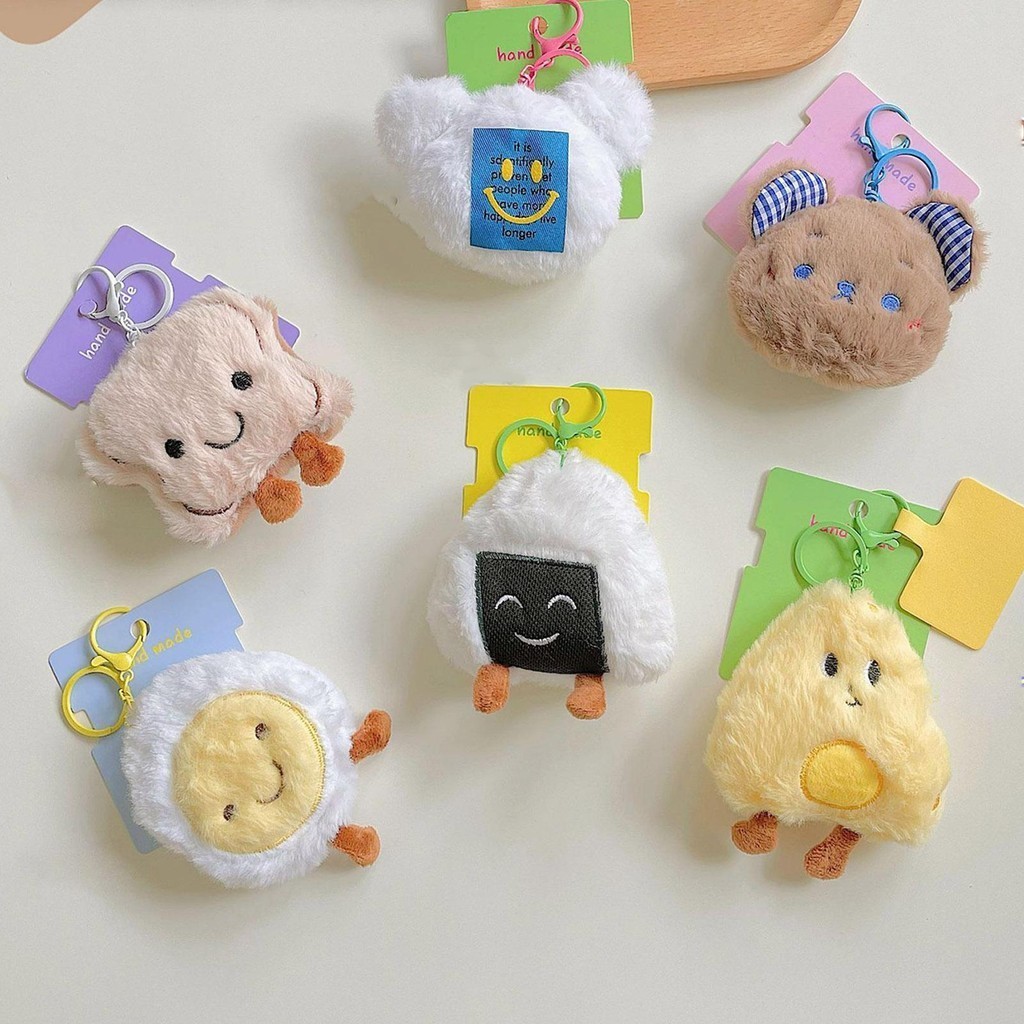 Mini Plush Keychain Soft Fluffy Onigiri Plush Keychain Stuffed Animal ...