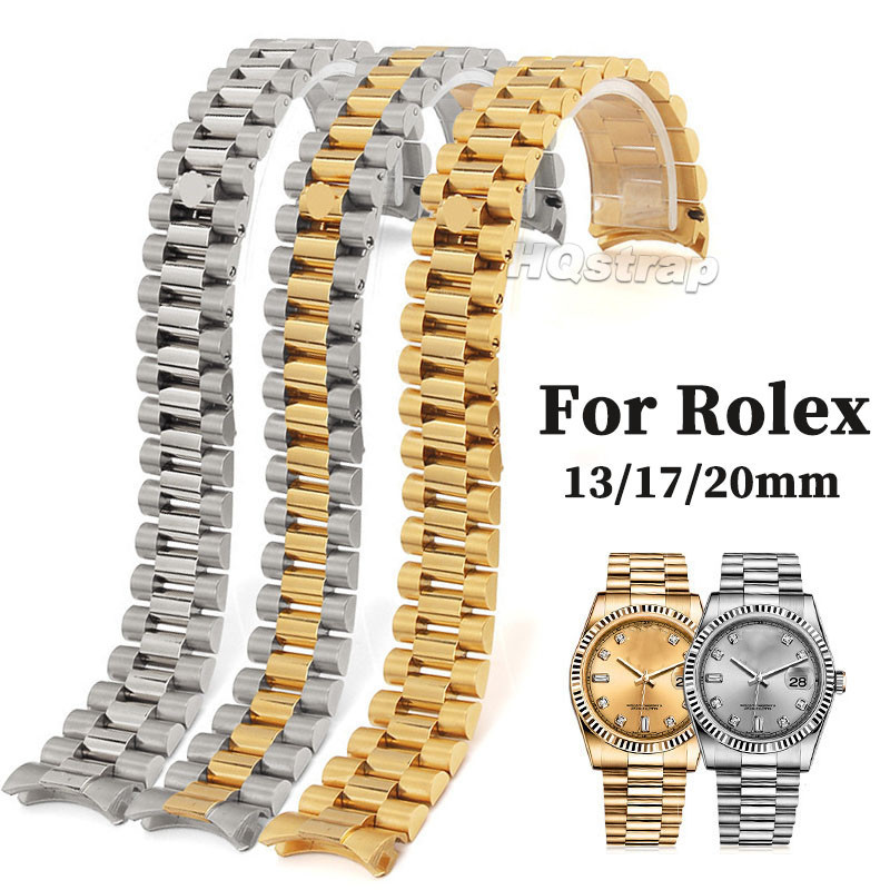 Silver Gold 13mm 17mm 20mm Stainless Steel Strap for Rolex Smart Watch ...