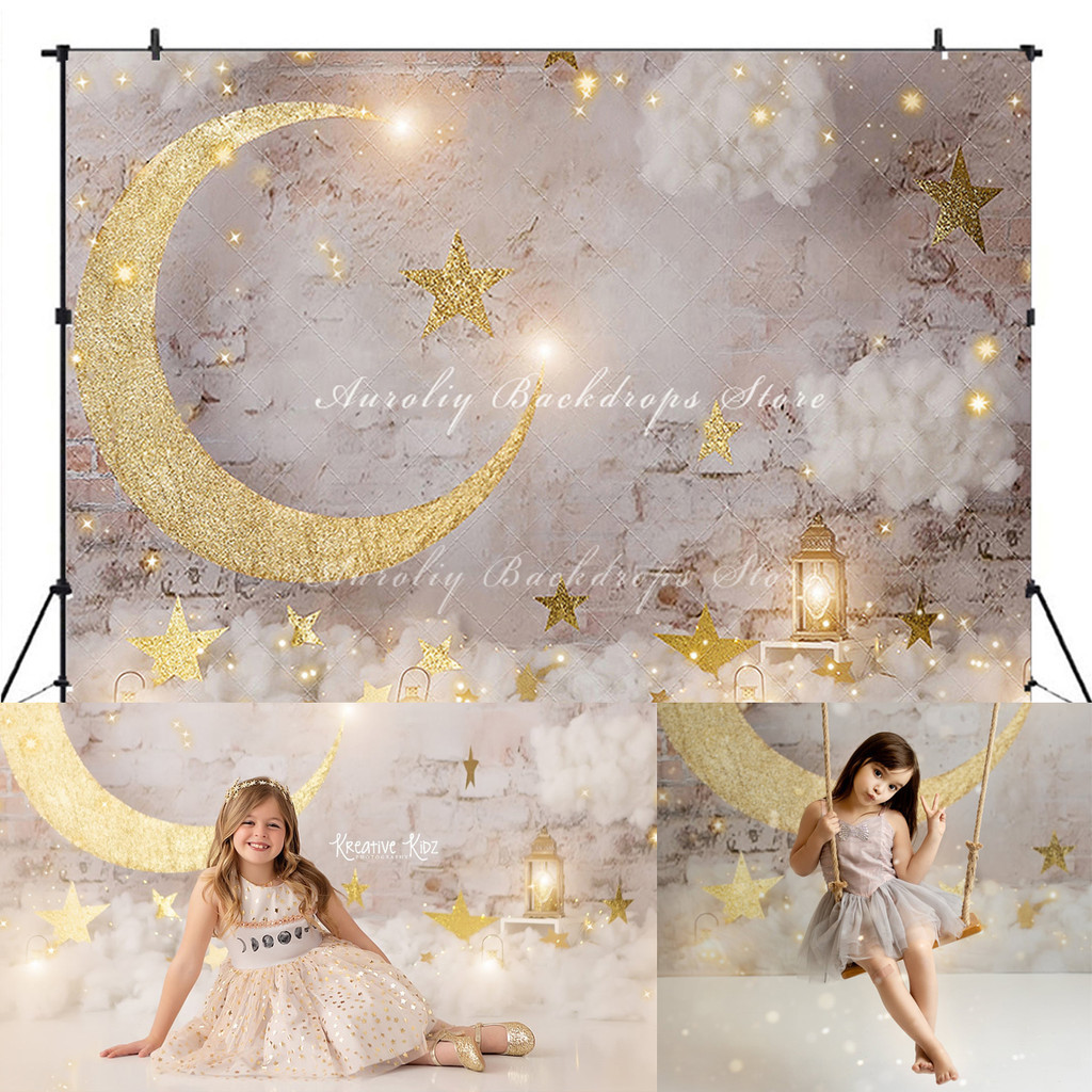 Crescent Moon Backdrops Kids Girl Photography Props Child Baby Cake ...