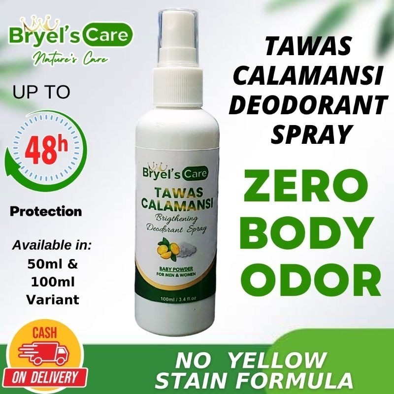 Bryel TAWAS CALAMANSI DEODORANT SPRAY no stain on clothes up to 48 ...