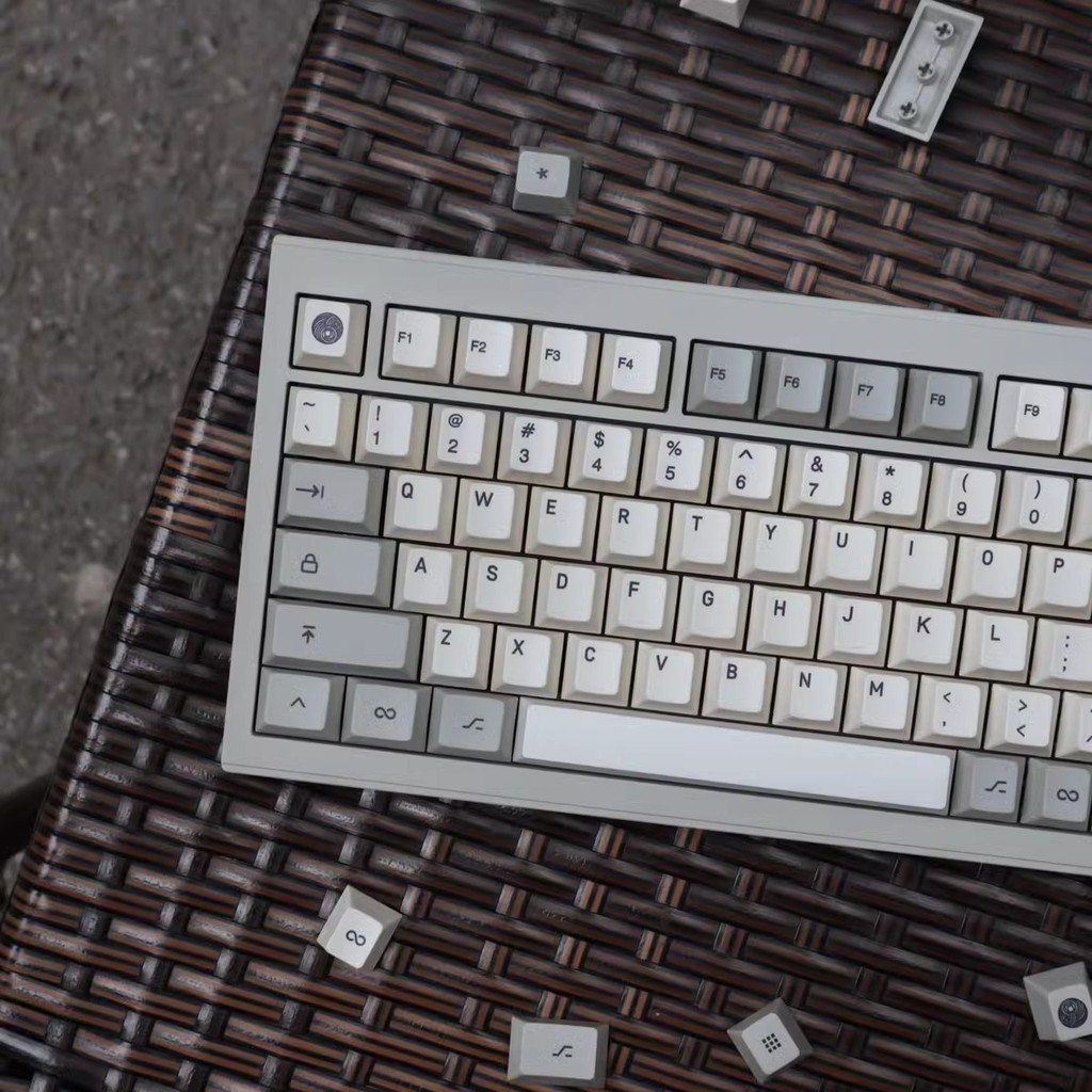 Minimalist White Grey Keycaps 146 Keys Cherry Profile PBT DYE-SUB ...
