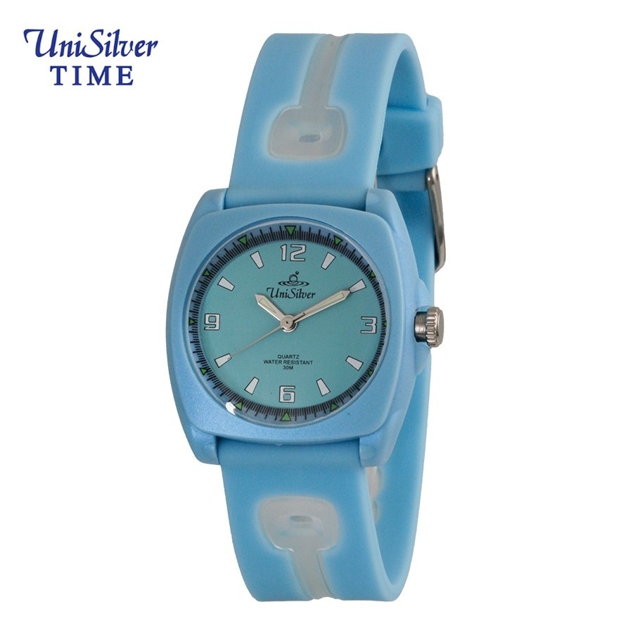 UniSilver TIME Iconiq Ticker Light Blue Analog Rubber Watch KW089-6444 ...