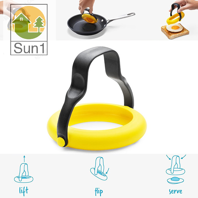 Sun1> Silicone Fried Egg Pancake Ring Omelette Fried Egg Turn Over ...