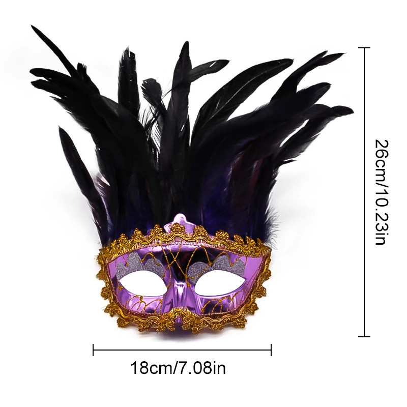 Gothic Feather Masquerade Mask Half Face Indian Mask Venetian Eye Mask ...