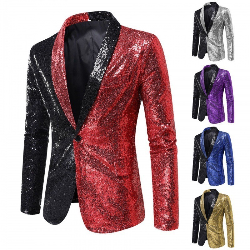 [Same Day Delivery] Performance Dress Color Matching Sequin Suit Suit ...