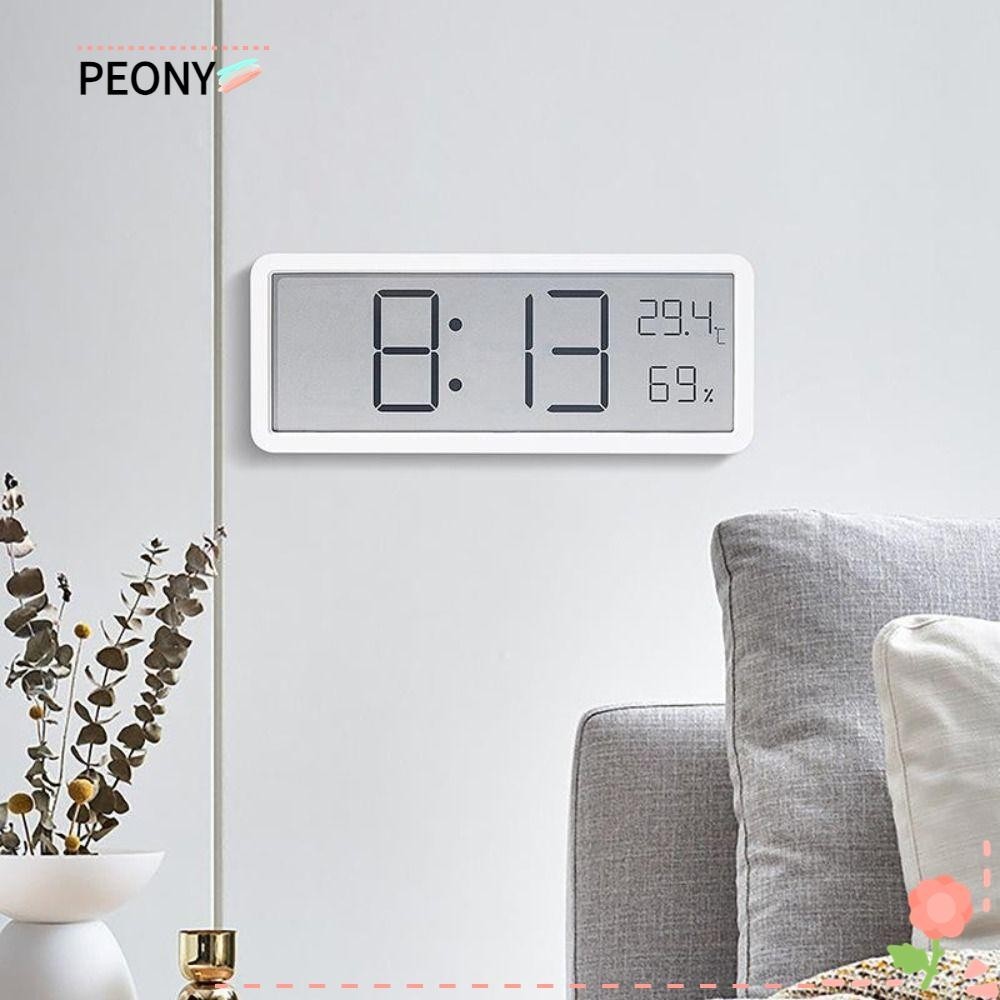 PEONY Digital Wall Clock, Time Temperature Plastic Humidity Display ...