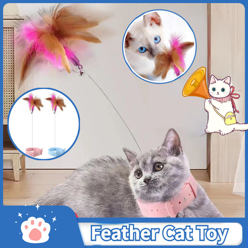 Cat Teasing Stick Hanging Neck Feather Interactive Cat Toy Multi ...